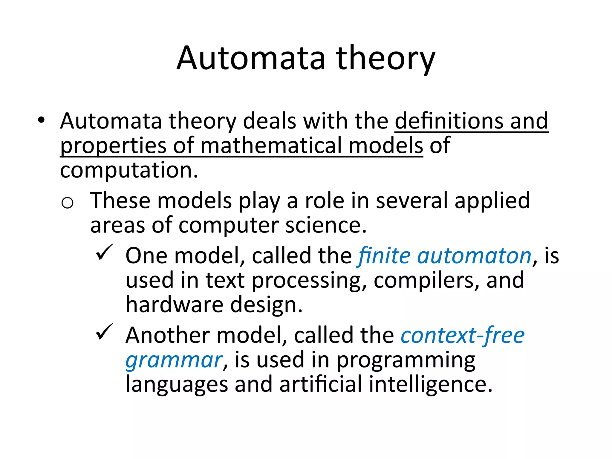 Theory Of Computation Chapter 1 Introduction Pptx Programming Languages Computing