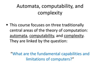 Theory of Computation "Chapter 1, introduction" | PPTX