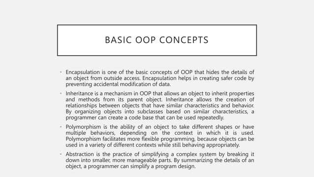 Basic Concepts of Object Oriented Programming | PPT