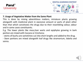 chapter -1 pharmacognosy bpharm 4th sem cognosy | PPTX