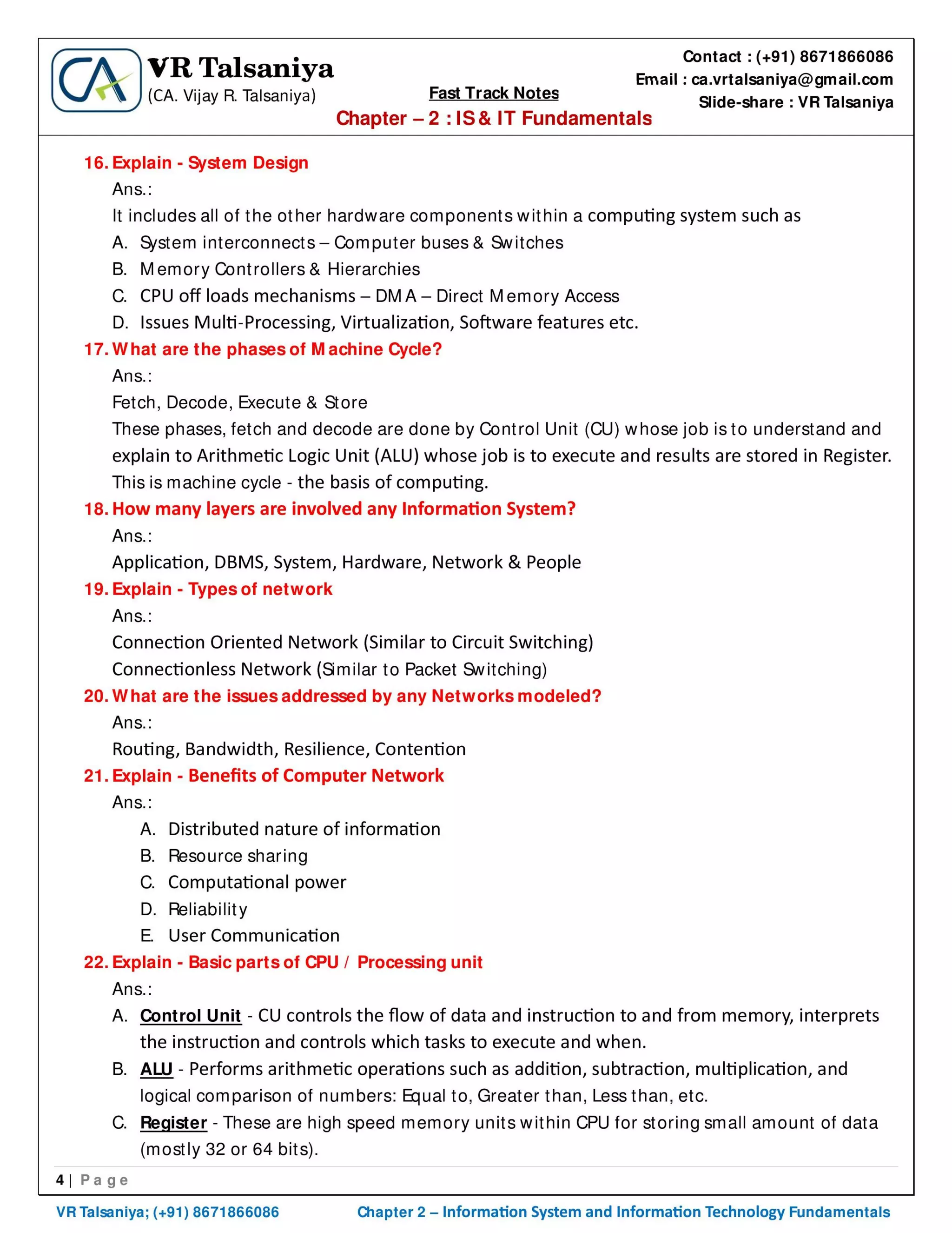 Chapter - 2 : Information System & Information Technology Fundamentals ...