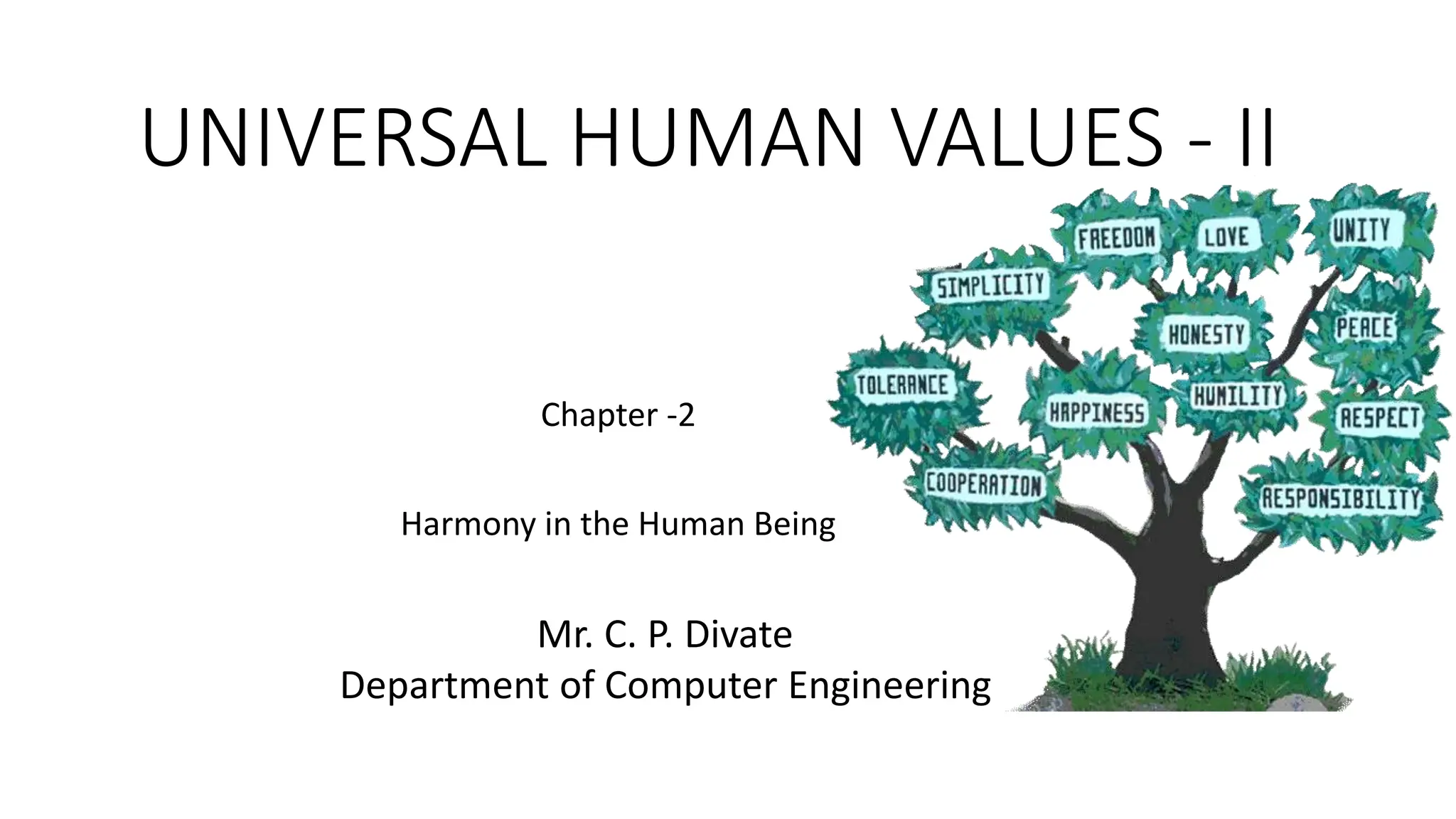 UNIVERSAL HUMAN VALUES -Harmony in the Human Being | PPTX