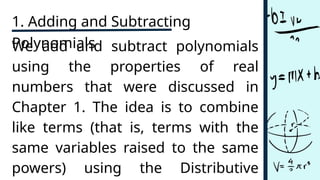 Chapter 2 Algebraic Expression. Adding and Subtracting Polynomials | PPT