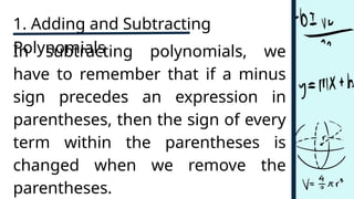 Chapter 2 Algebraic Expression. Adding and Subtracting Polynomials | PPT