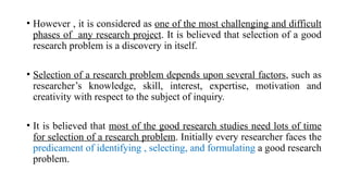 RESEARCH PROBLEM, objectives, operational definitions, variables | PPTX