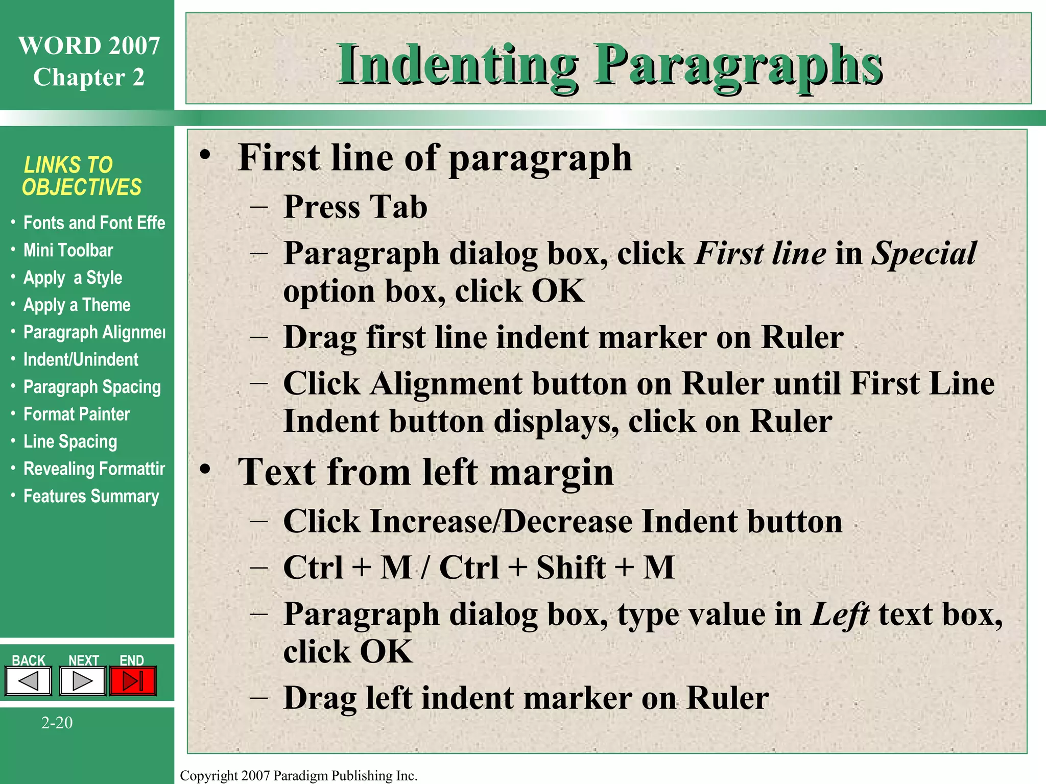 Word Chapter 2 - Formatting Characters and Paragraphs | PPT