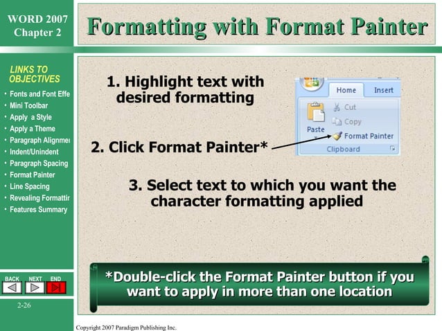 Word Chapter 2 - Formatting Characters and Paragraphs | PPT | Desktop Publishing | Computer ...