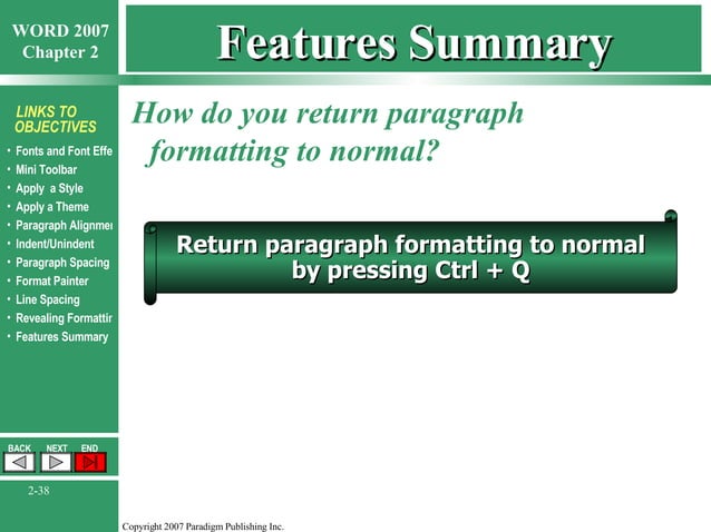 Word Chapter 2 - Formatting Characters and Paragraphs | PPT | Desktop Publishing | Computer ...