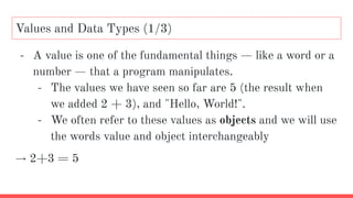 Variables in Python & Data Types and Their Values | PDF