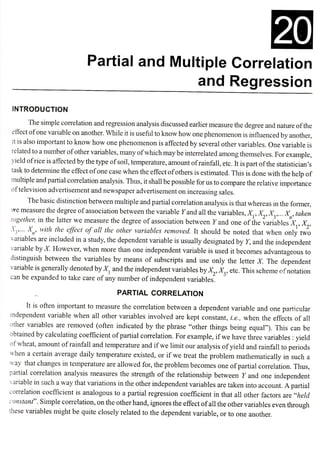 Partial and multiple correlation and regression | PDF