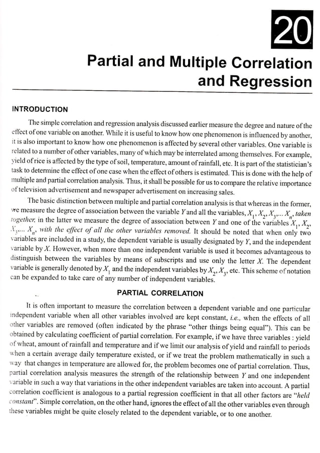 Partial and multiple correlation and regression | PDF