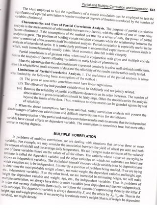 Partial and multiple correlation and regression | PDF