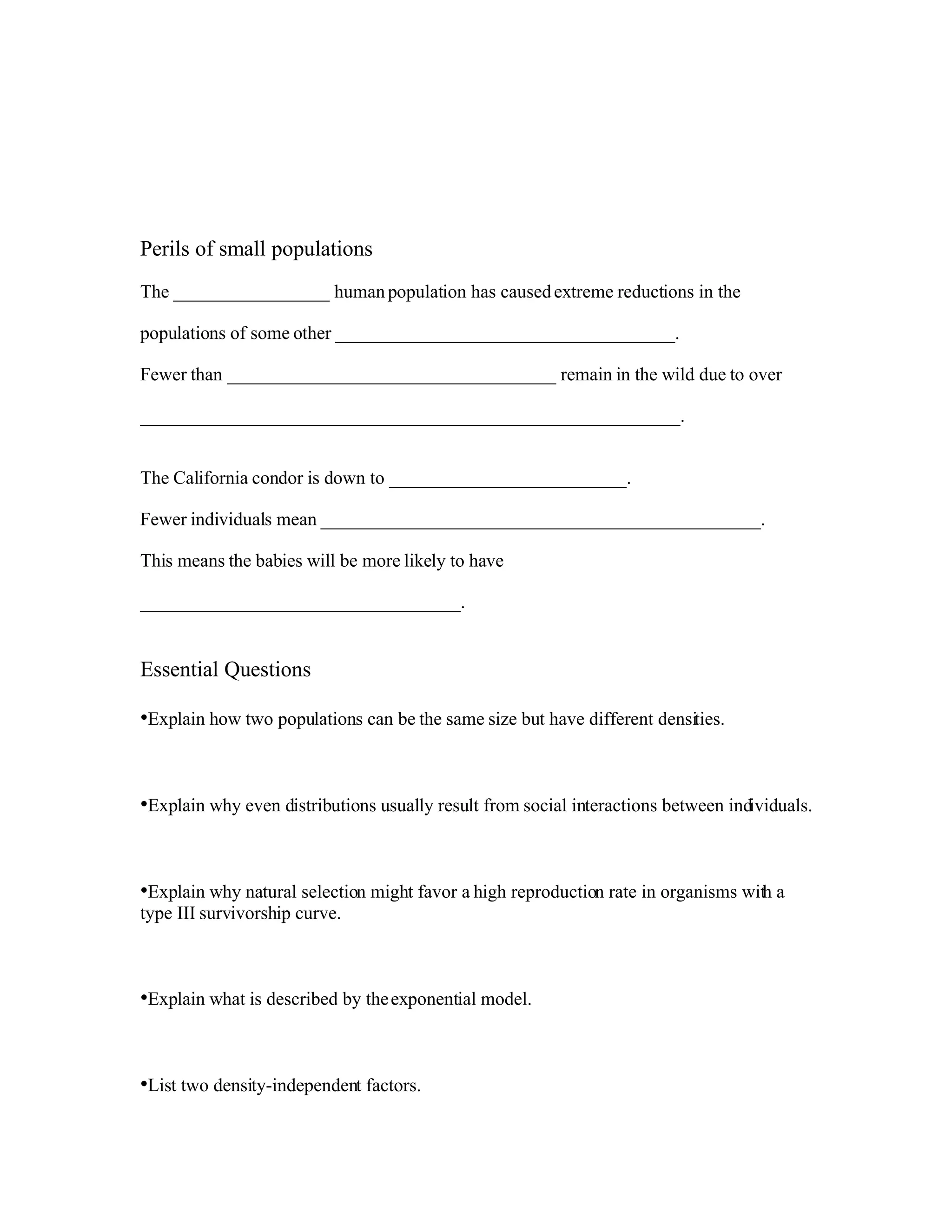 Chapter 20 Populations Note | DOC