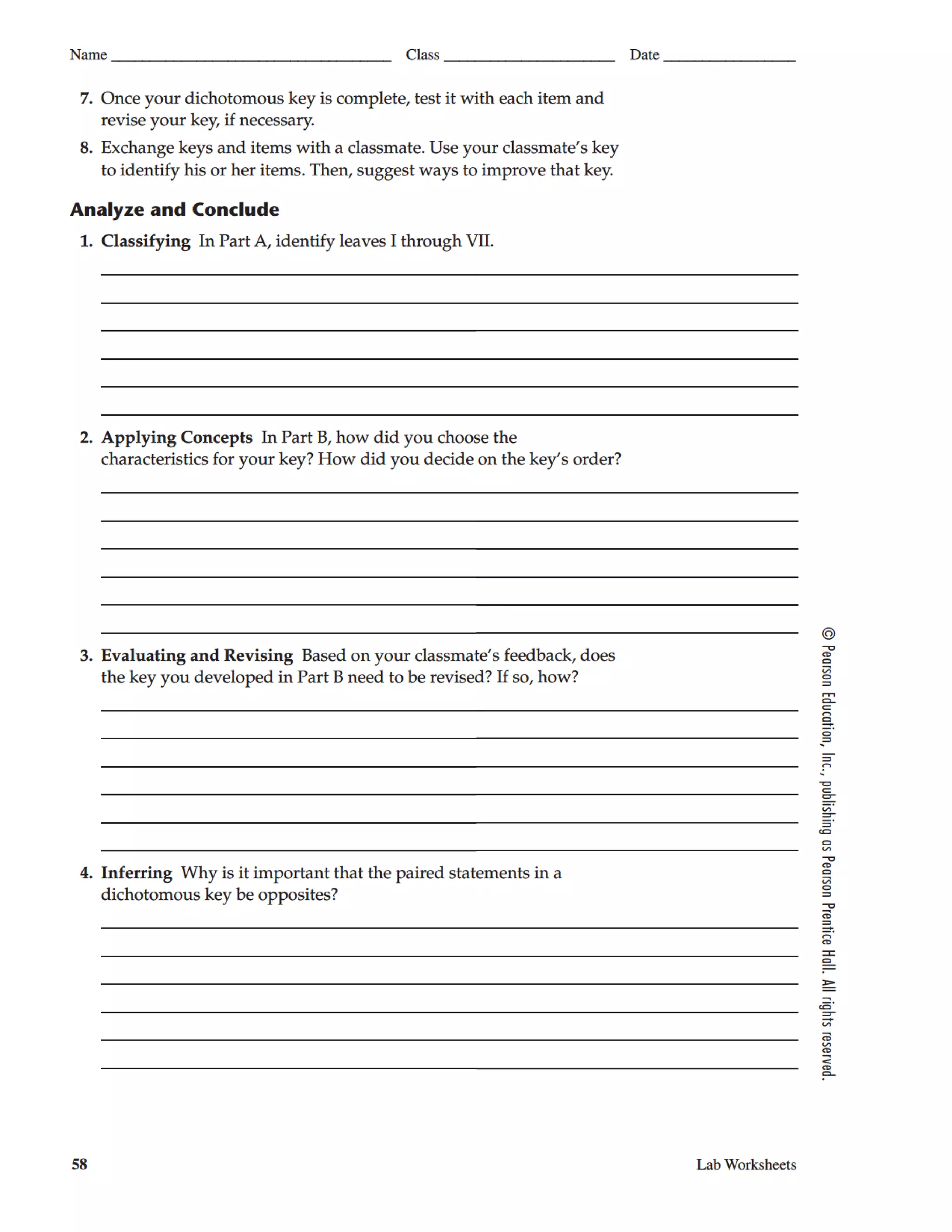 Chapter 18 real world lab dichotomous key leaves | PDF