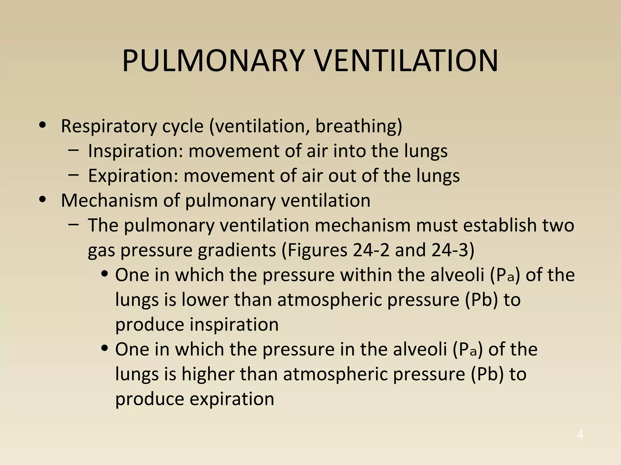Respiratory #1, Pulmonary Ventilation - Physiology | PPT