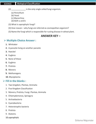 CBSE Grade 11 Science(Biology) Ch 2 Biological Classification Notes | PDF