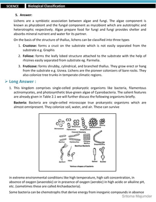 CBSE Grade 11 Science(Biology) Ch 2 Biological Classification Notes | PDF