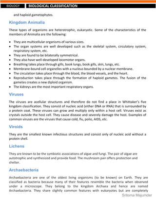CBSE Grade 11 Science(Biology) Ch 2 Biological Classification Notes | PDF