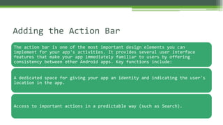 Chapter 2 lesson-1 adding the action bar | PPTX