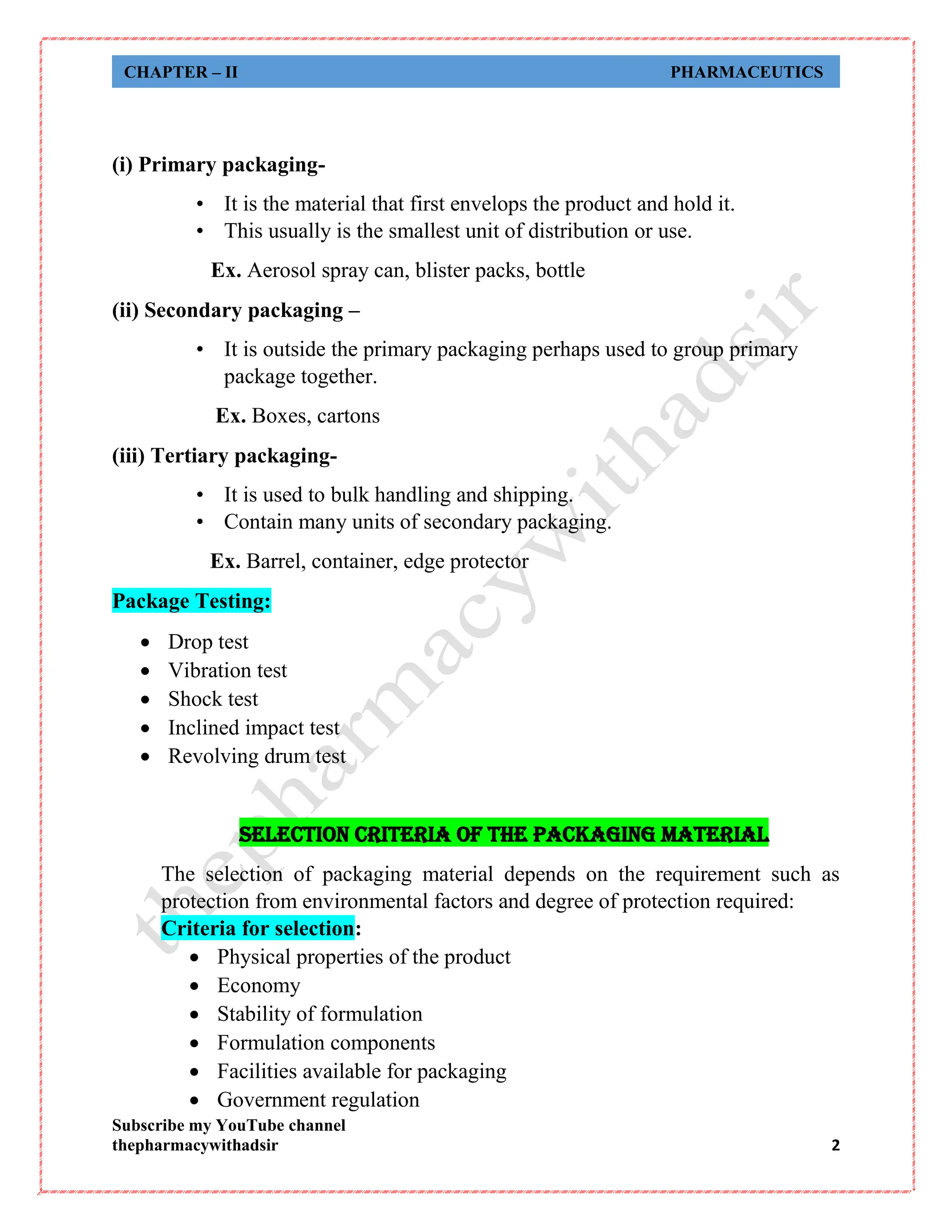 Packaging material in pharmacy , (Pharmaceutics) | PDF