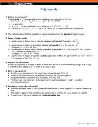 CBSE - Grade 10 - Mathematics - Ch 2 - Polynomials - Notes (PDF Format ...