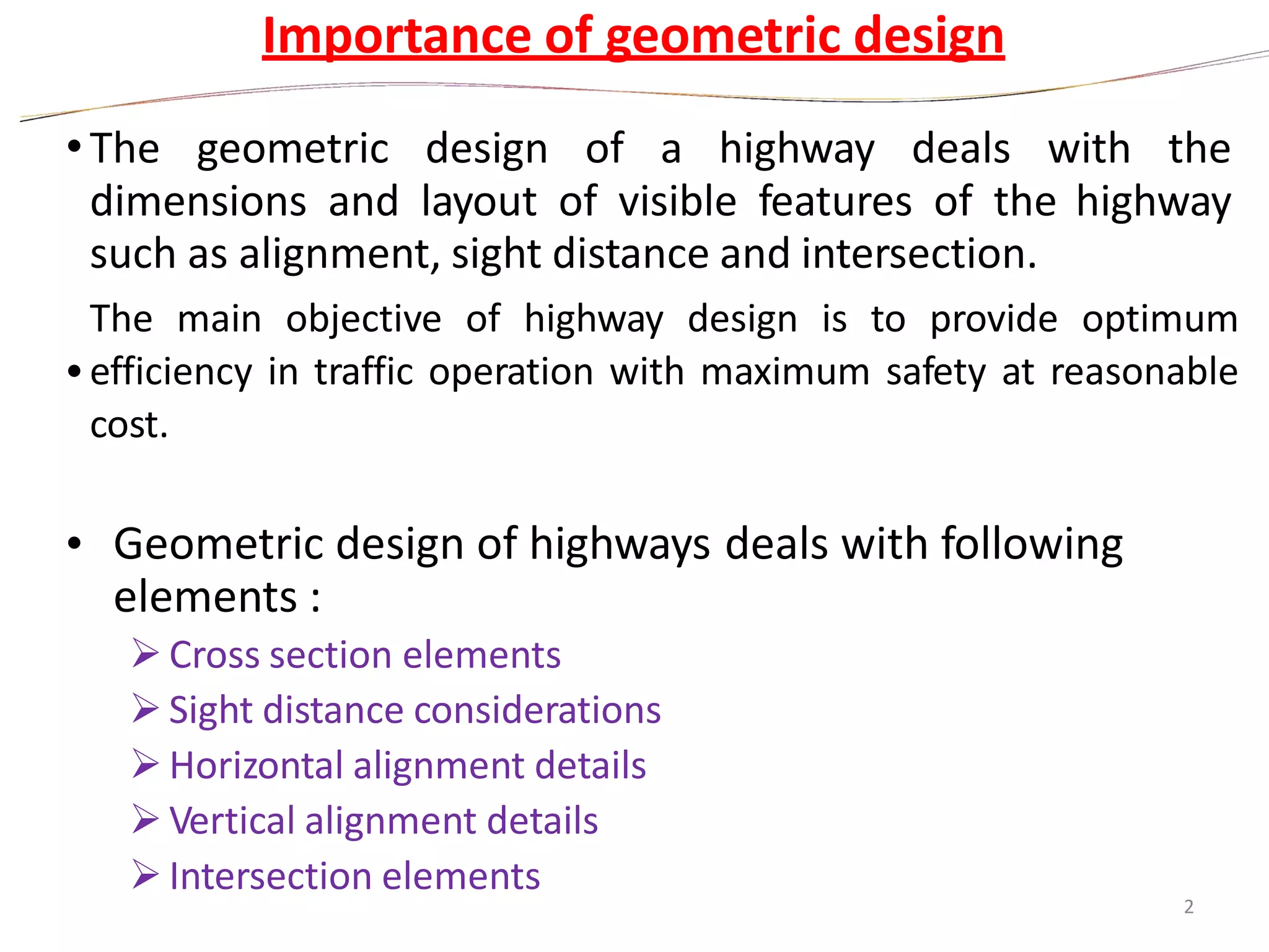 Chapter 2 Road geometrics | PPTX