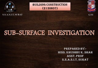 Chapter 2 sub-surface investigation | PPT
