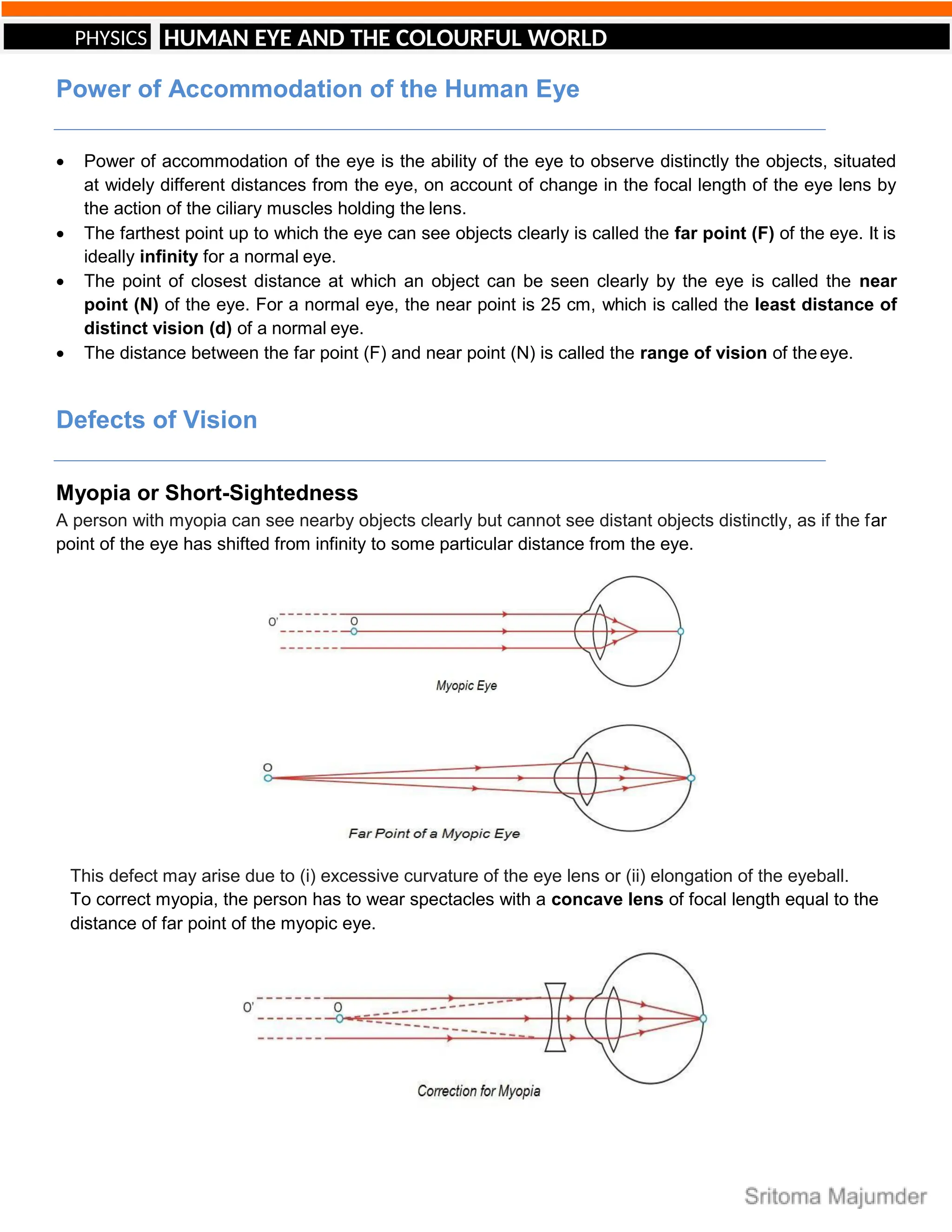 CBSE Grade 10 Physics Ch 2 The Human Eye and The Colourful World Notes ...