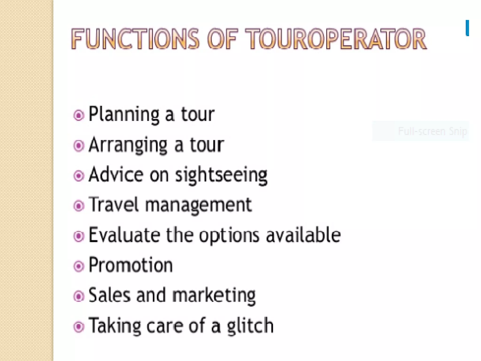 Types of Tour Operations (Travel Agency & Tour Operations) | PDF