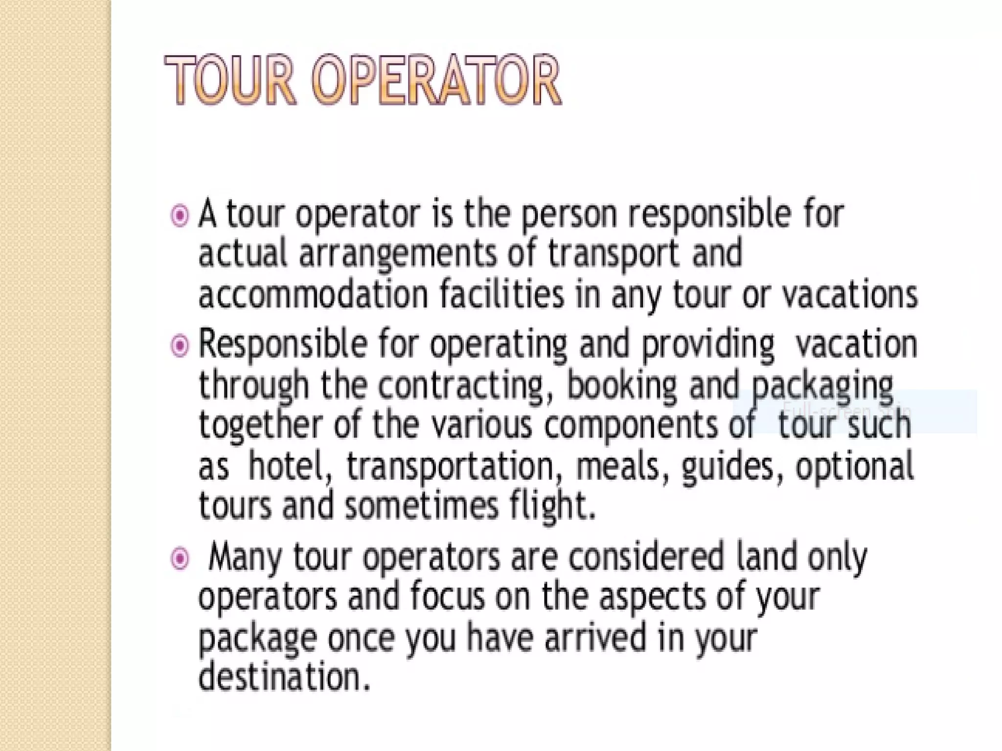 Types of Tour Operations (Travel Agency & Tour Operations) | PDF