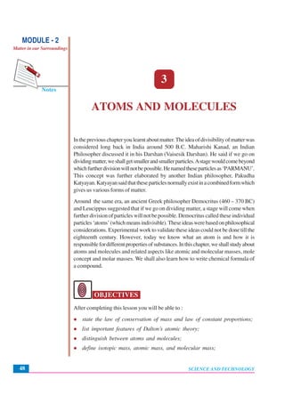 ATOMS AND MOLECULES | PDF