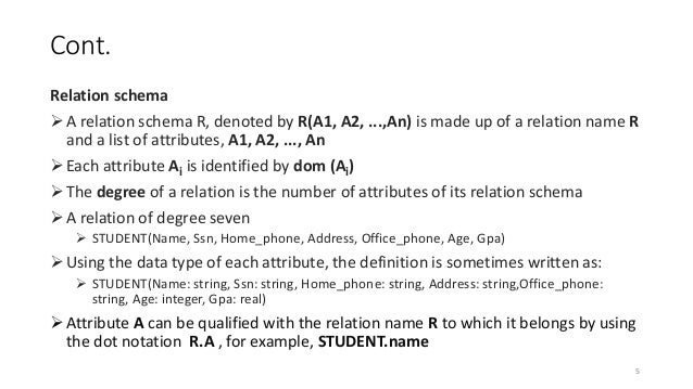 Fundamentals Of Database System Relational Data Model And Relation