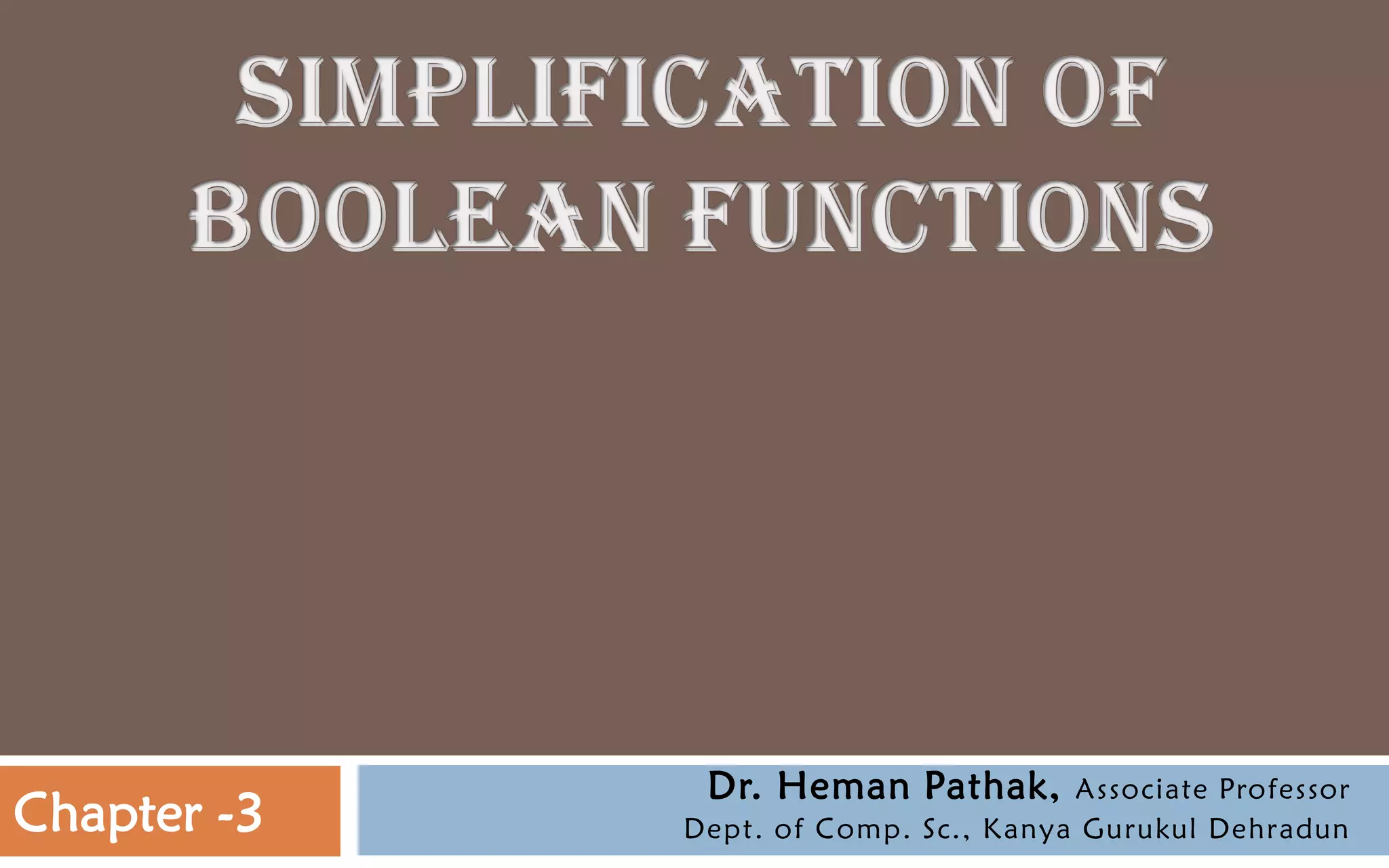 Simplification Of Boolean Function Ppt 2602