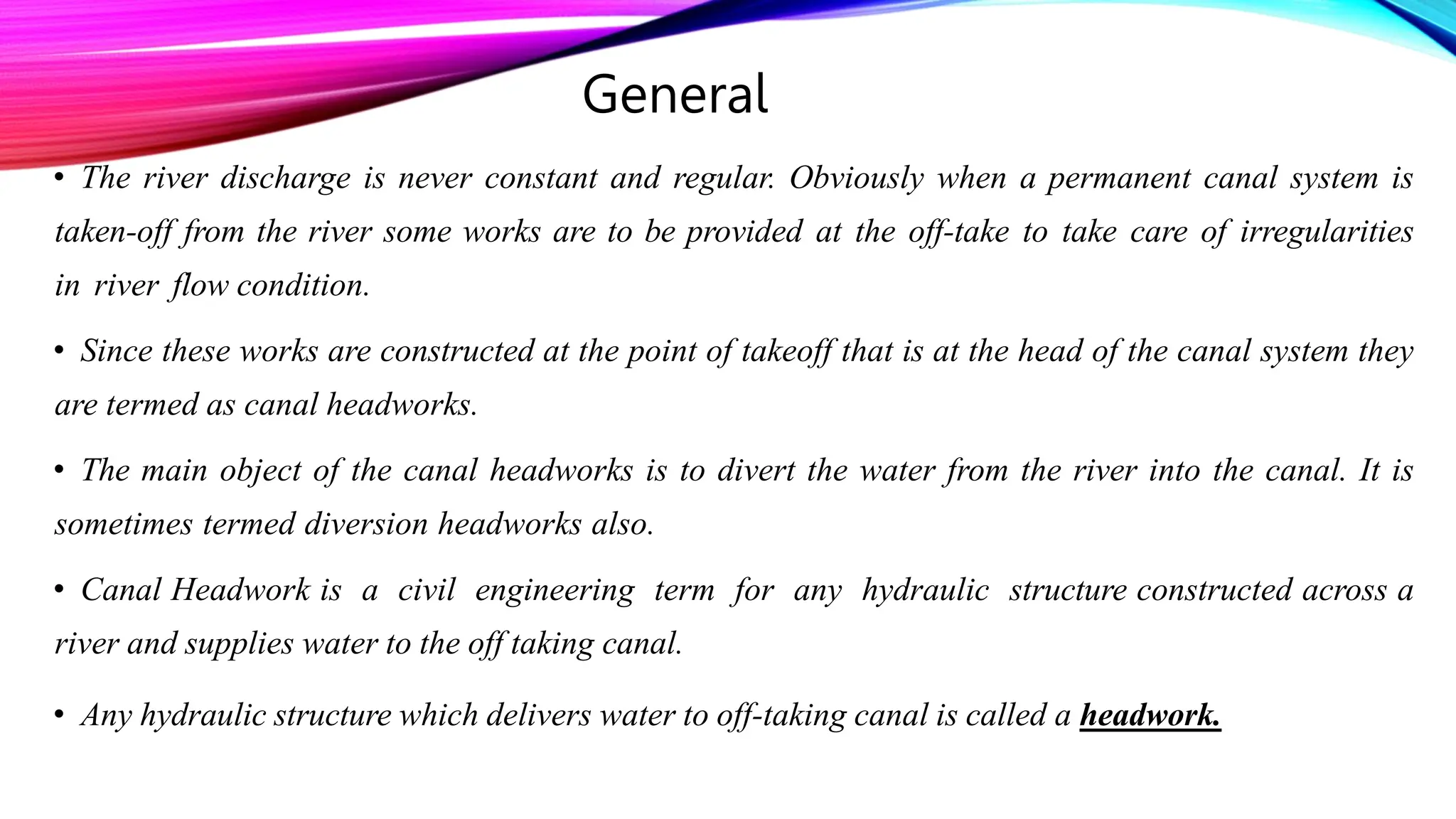 chapter-3.pptx: CHANNEL HEADWORKS AND CANALS | PPTX