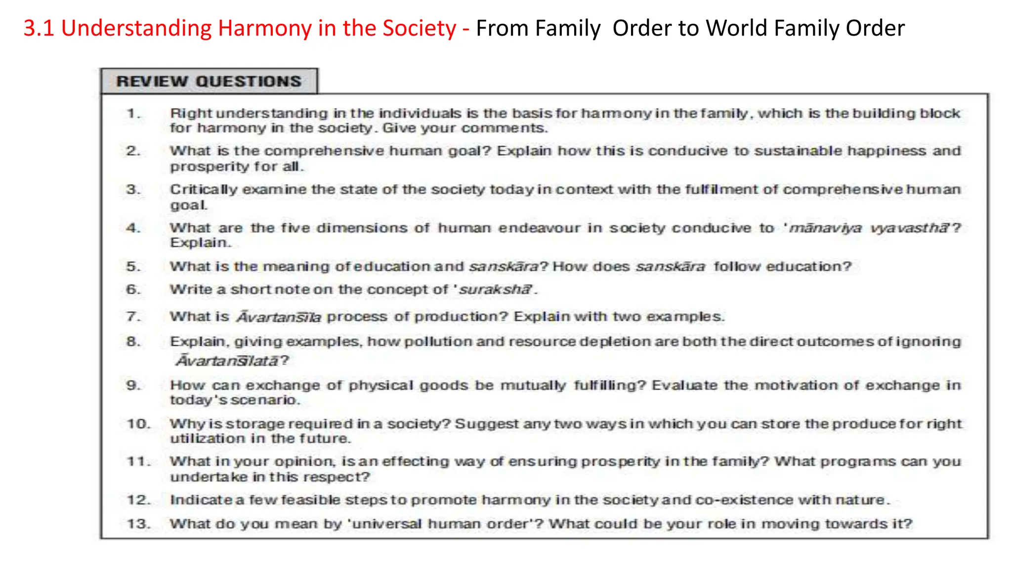 UNIVERSAL HUMAN VALUES - Harmony in the Family and Society | PPTX