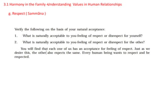 UNIVERSAL HUMAN VALUES - Harmony in the Family and Society | PPTX