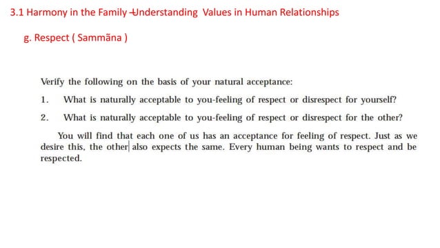 UNIVERSAL HUMAN VALUES - Harmony in the Family and Society | PPTX | Parenting | Family and ...