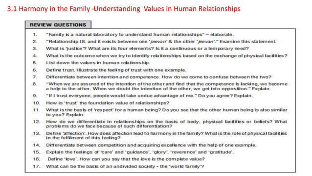 UNIVERSAL HUMAN VALUES - Harmony in the Family and Society | PPTX | Parenting | Family and ...