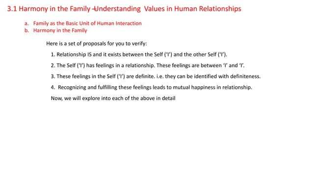 UNIVERSAL HUMAN VALUES - Harmony in the Family and Society | PPTX | Parenting | Family and ...