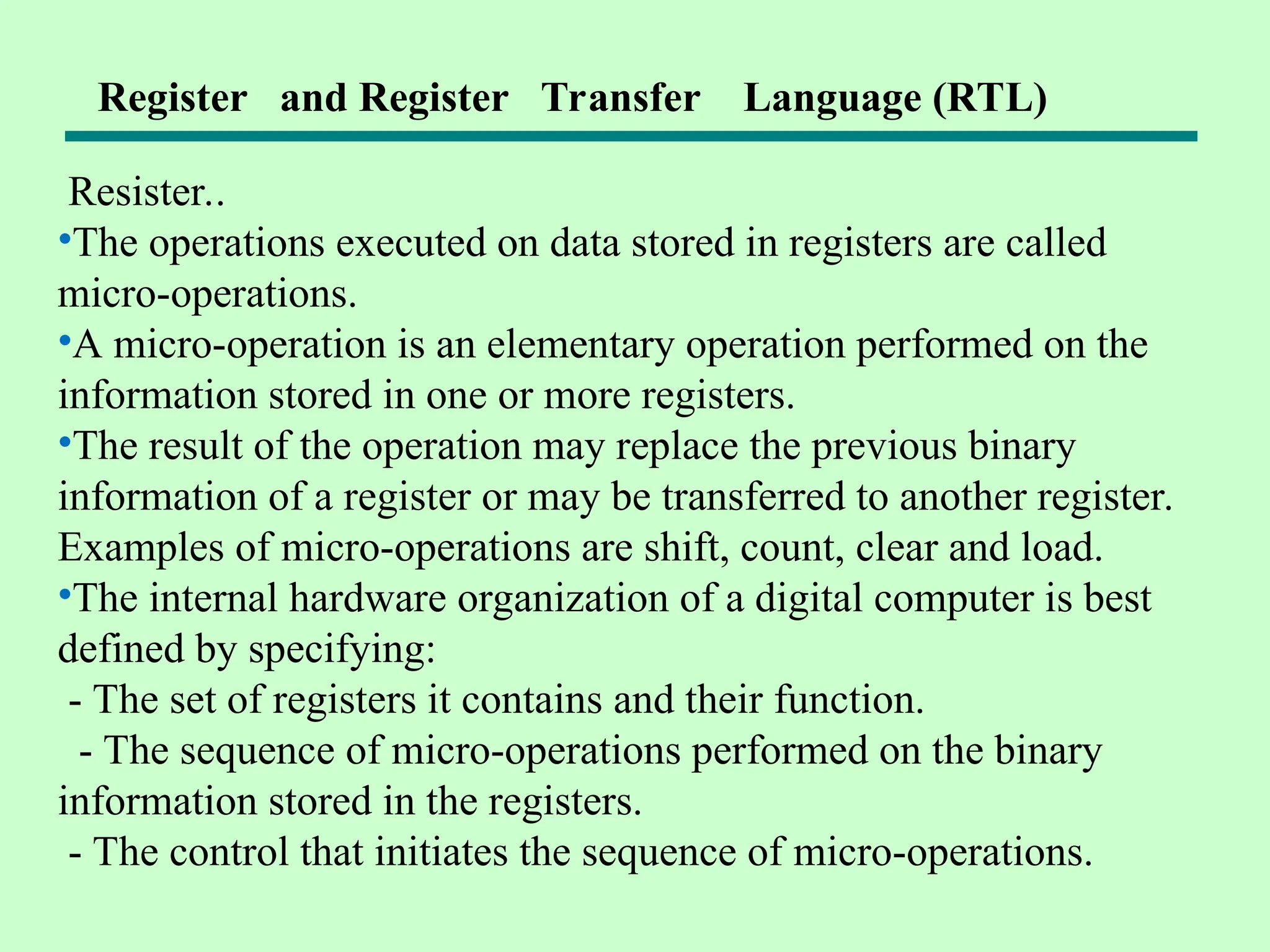 Chapter 3: Register Transfer and Micro-operations | PPT