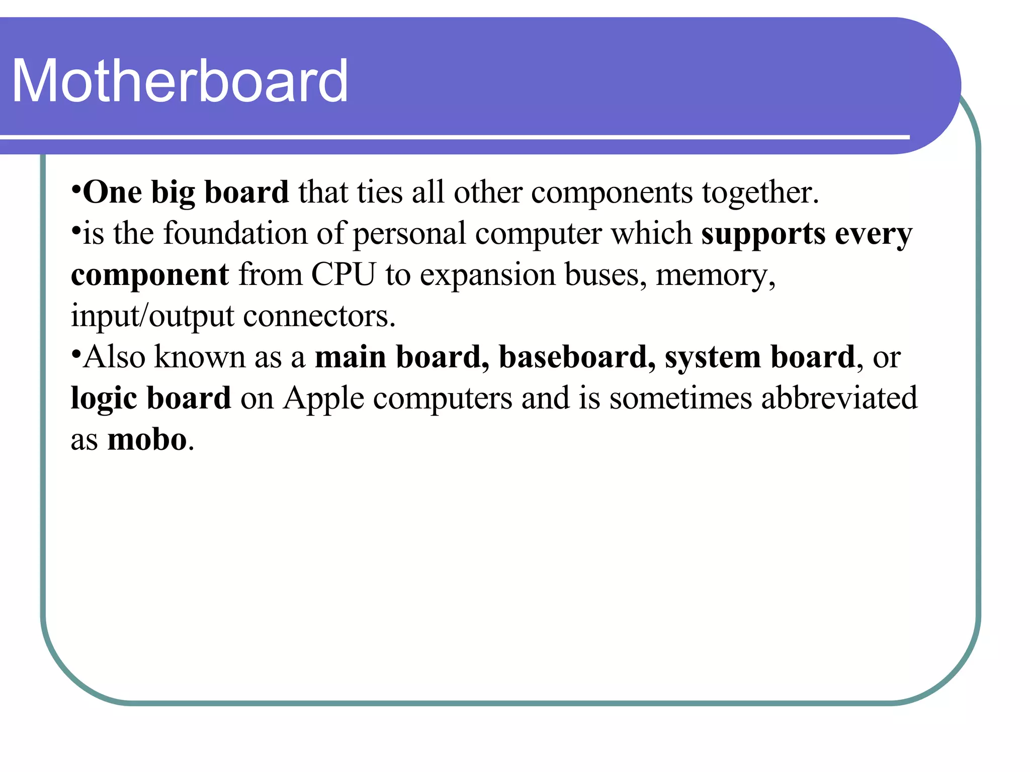 Chapter 3 Motherboard and BIOS | PPT