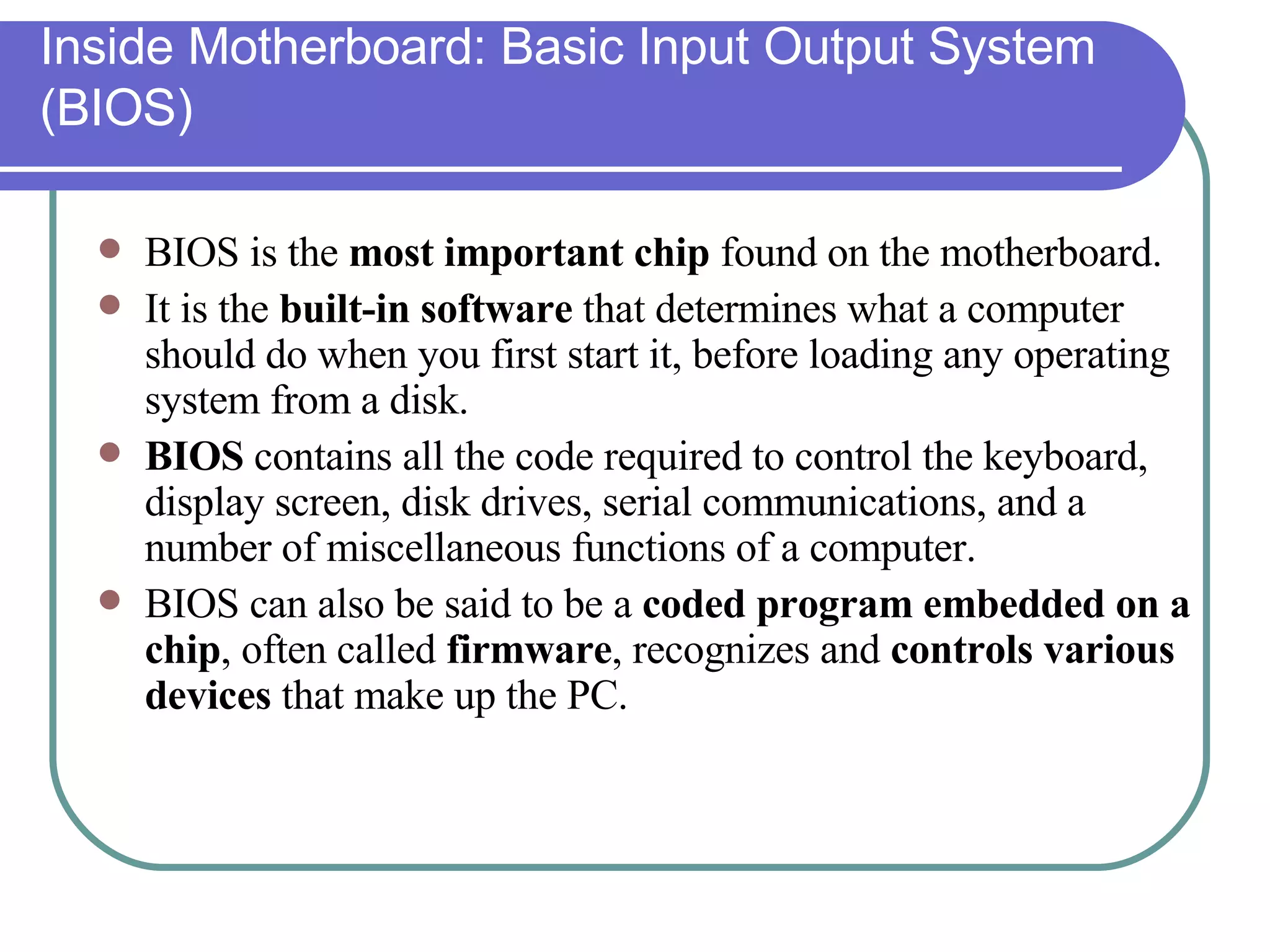 Chapter 3 Motherboard and BIOS | PPT