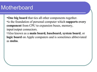 Chapter 3 Motherboard and BIOS | PPT