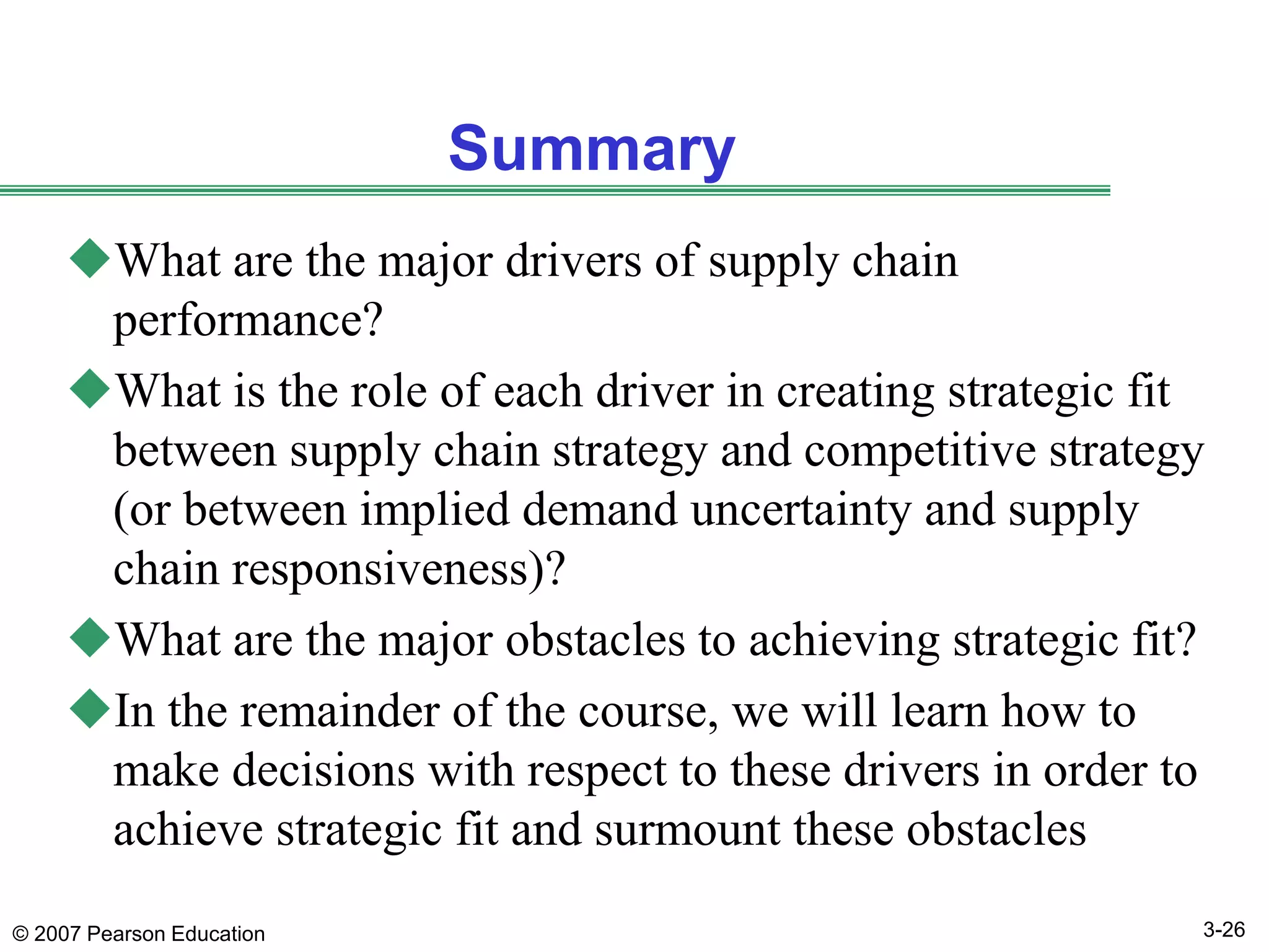 Chapter 3 Supply Chain Drivers and Obstacles | PPT