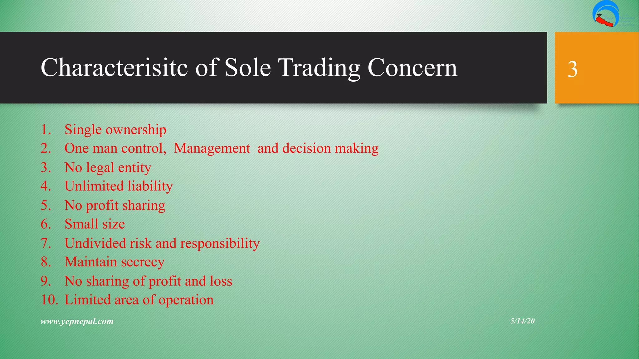 Sole Trade Concern- Business Studies (A-Level / Grade -11) | PDF
