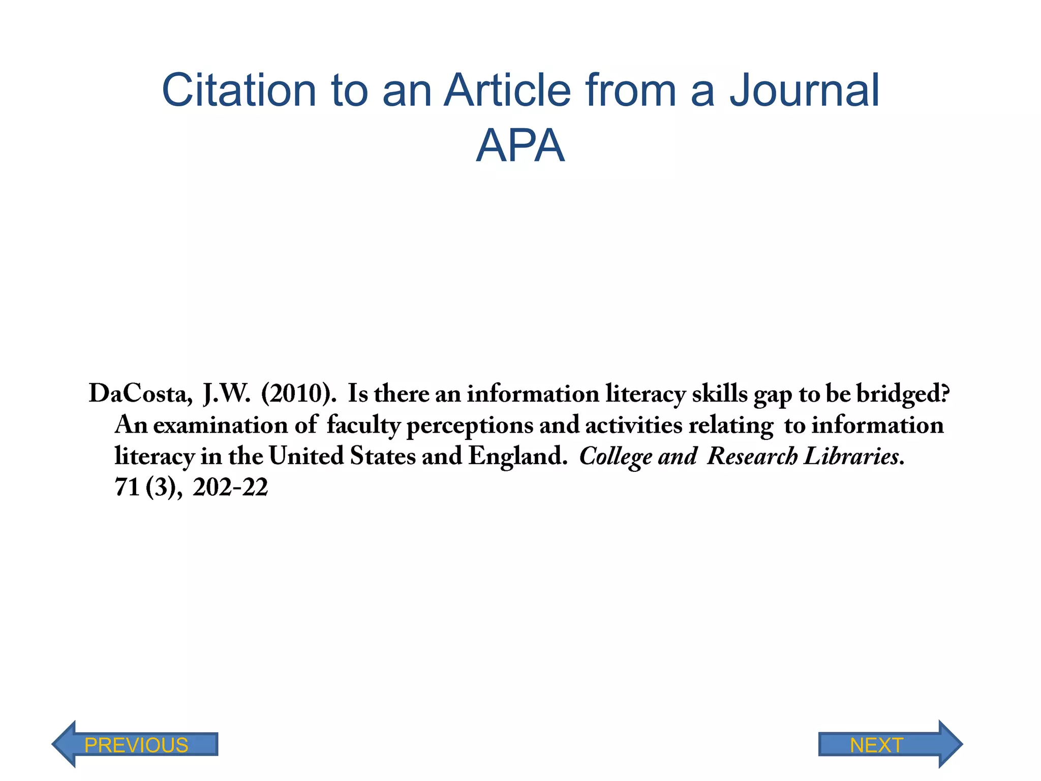 The Information Literacy User's Guide Chapter 4: Gather Components of a ...