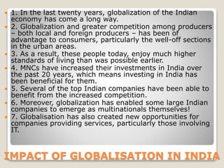 Globalisation and the Indian economy | PPTX