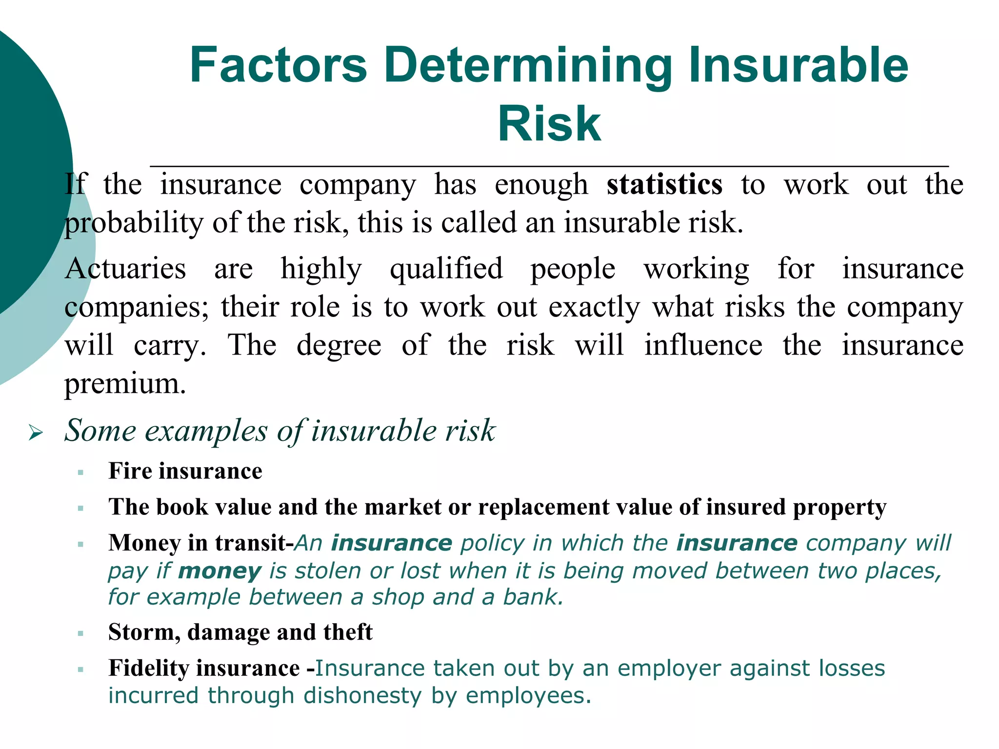 Chapter 4 insurability of risk | PPT