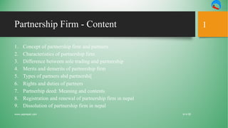 Partnership Firm - Business Studies (A-Level / 11 Grade) | PDF