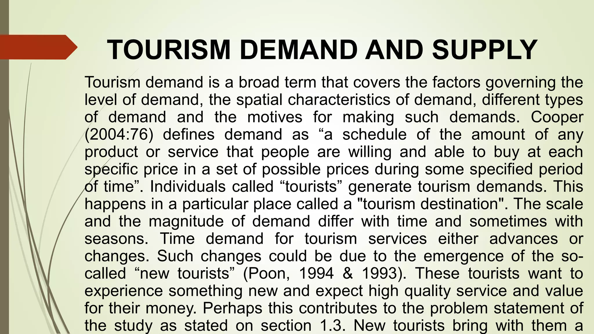 Tourism Supply, Demand, Policy, Planning and Development (Tourism ...